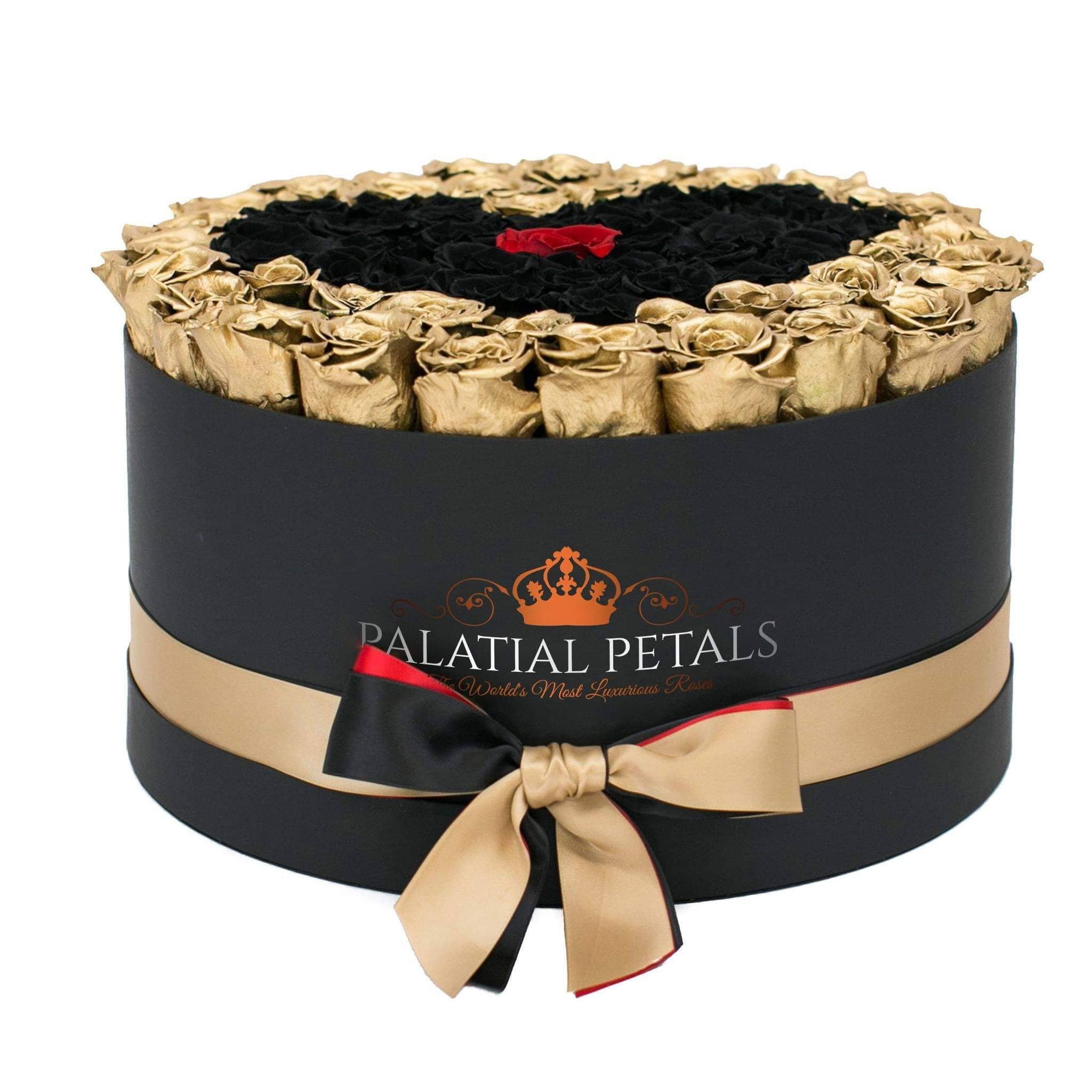 24K Gold & Black Preserved Roses That Last A Year - Deluxe Rose Box ...