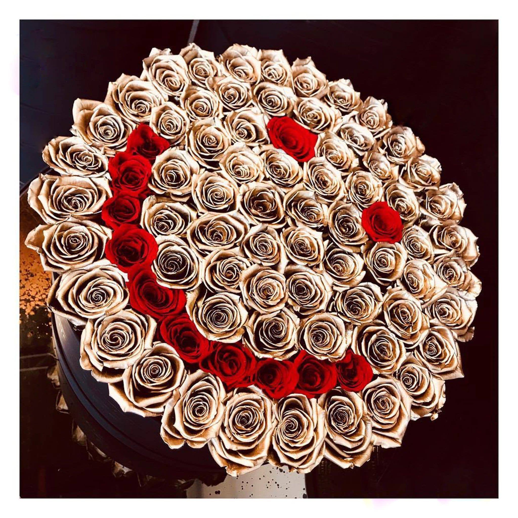 24K Gold & Red Preserved Roses That Last A Year (Smiley) - Deluxe Box ...