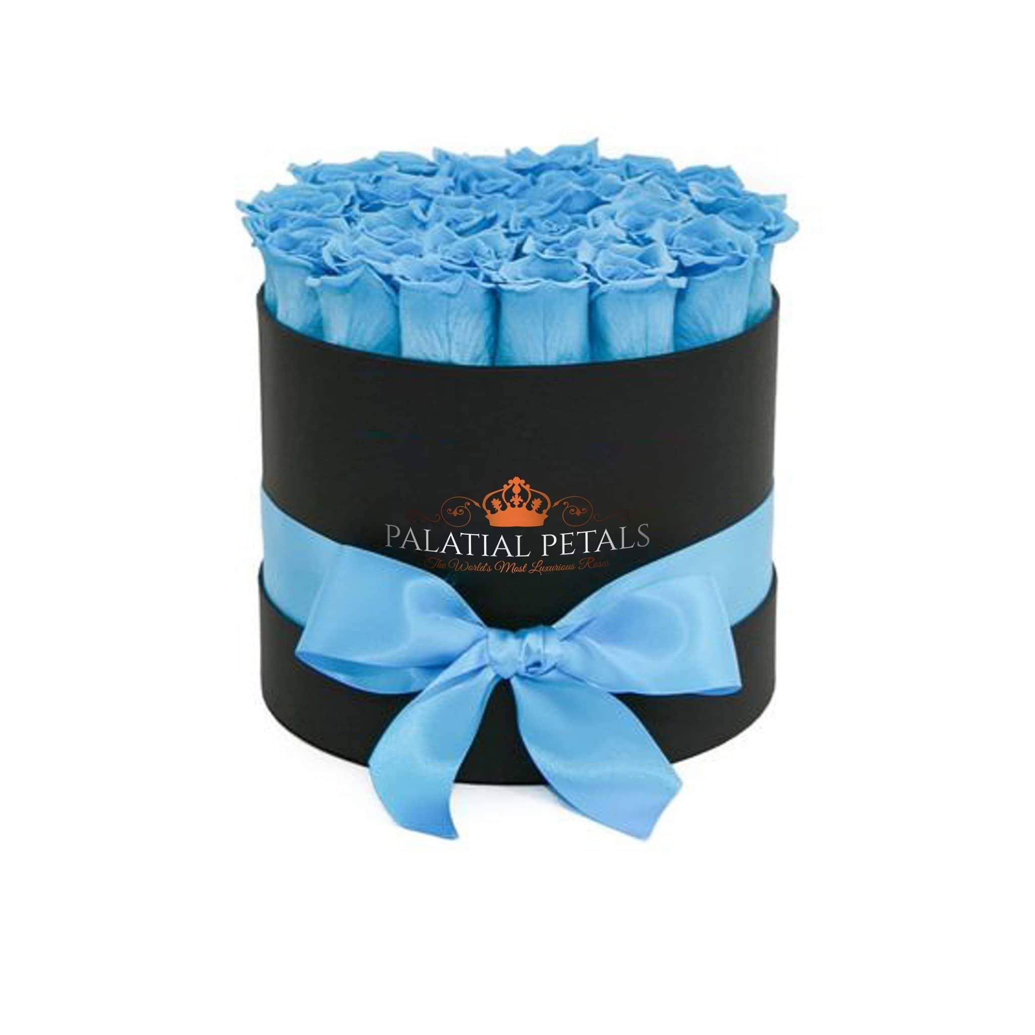 baby blue roses in a box – Palatial Petals