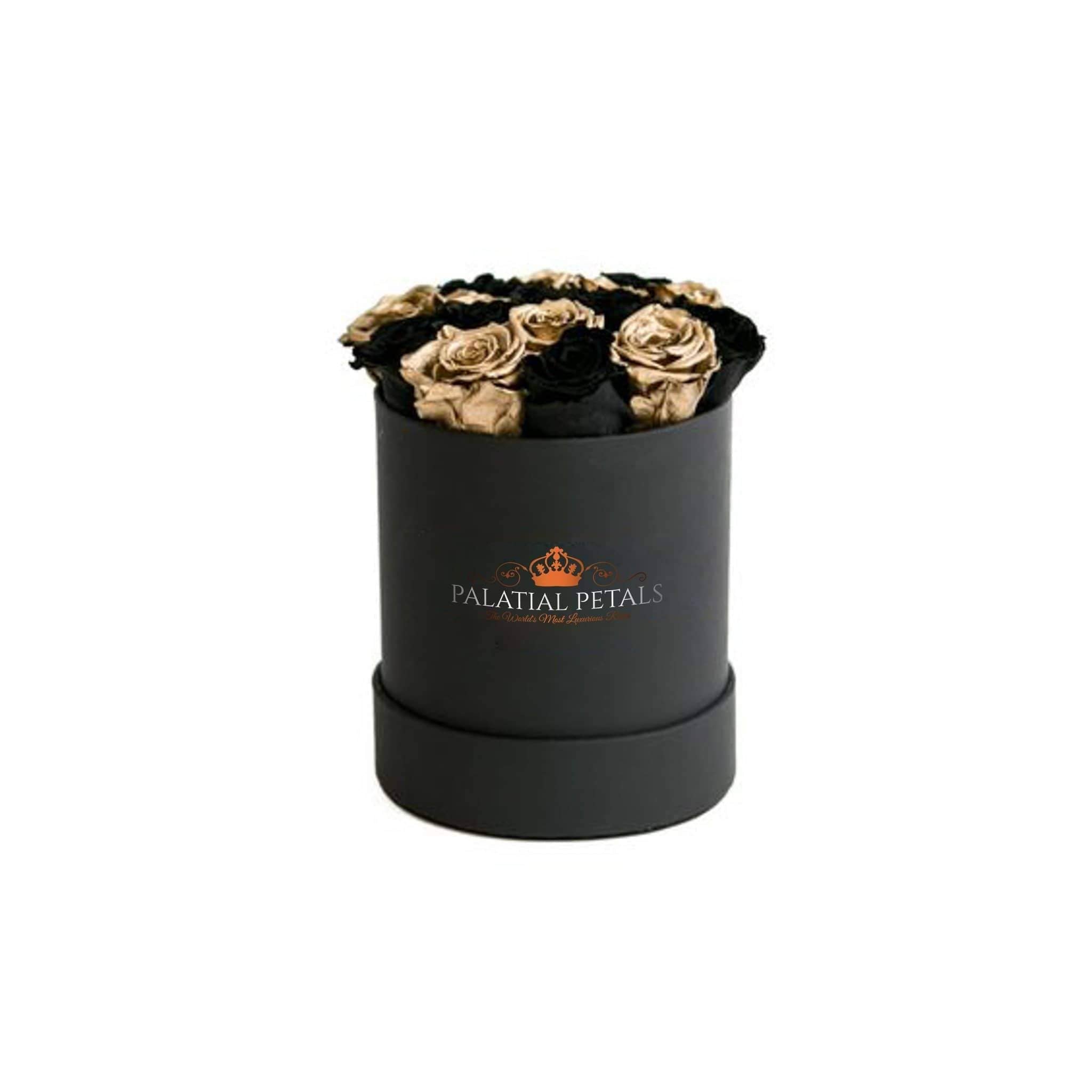 Black & Gold Preserved Roses That Last A Year - Small Black Rose Box ...