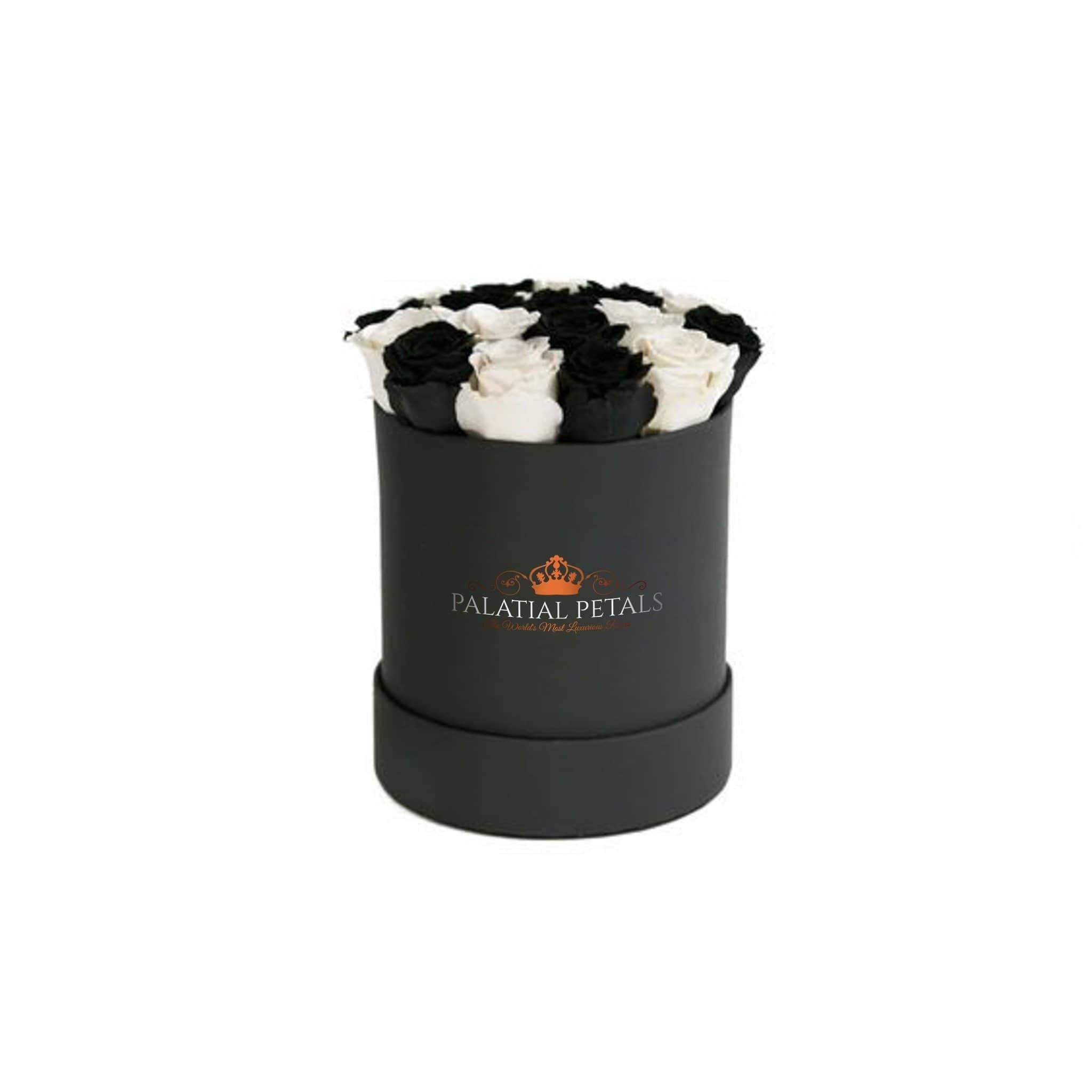Black & White Roses That Last A Year - Small Black Rose Box – Palatial ...