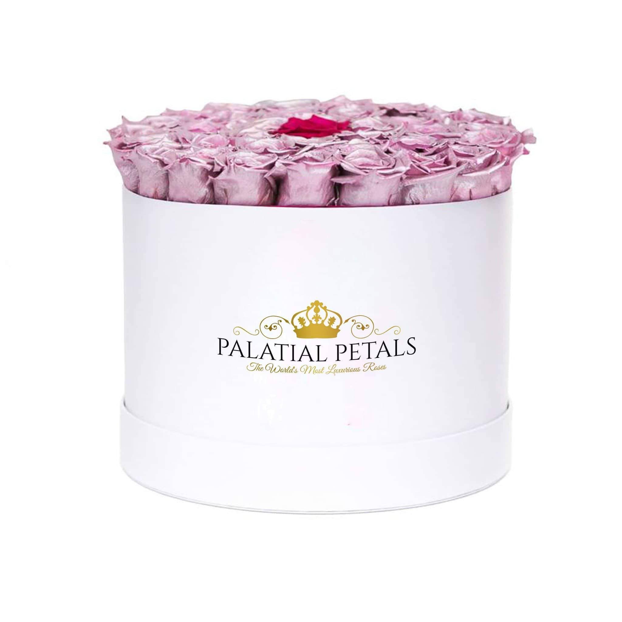 Metallic Purple Preserved Roses That Last A Year - Large Rose Box ...