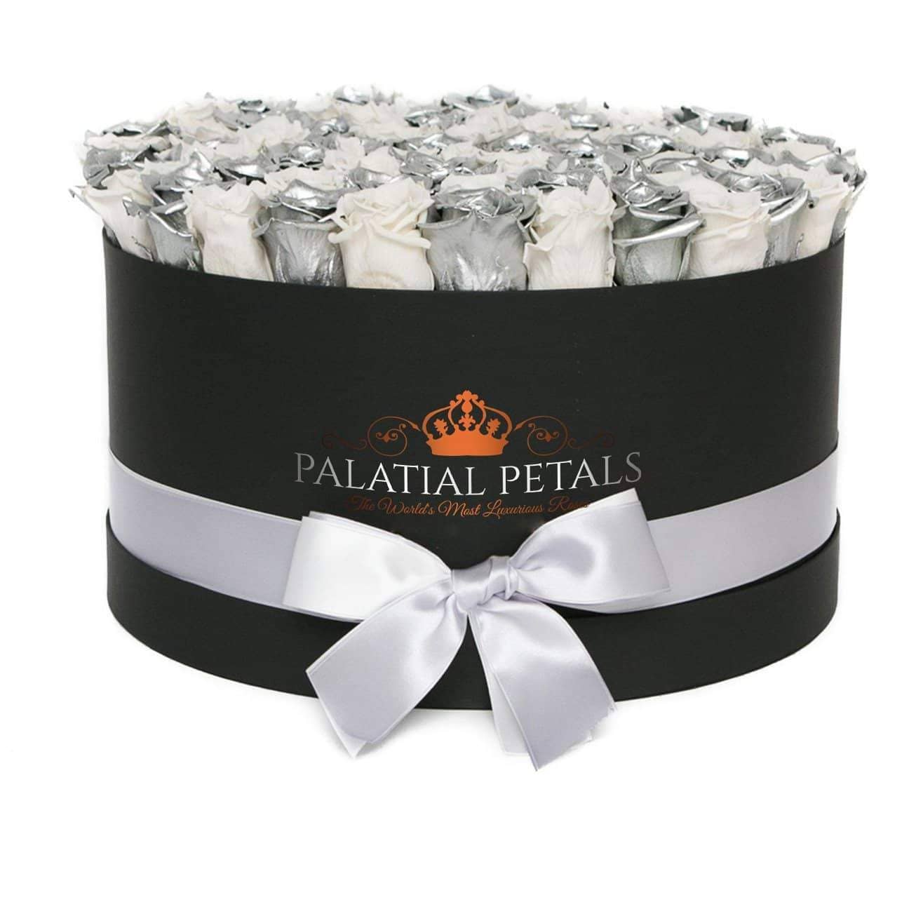 Metallic Silver Roses That Last A Year - Deluxe Rose Box – Palatial Petals